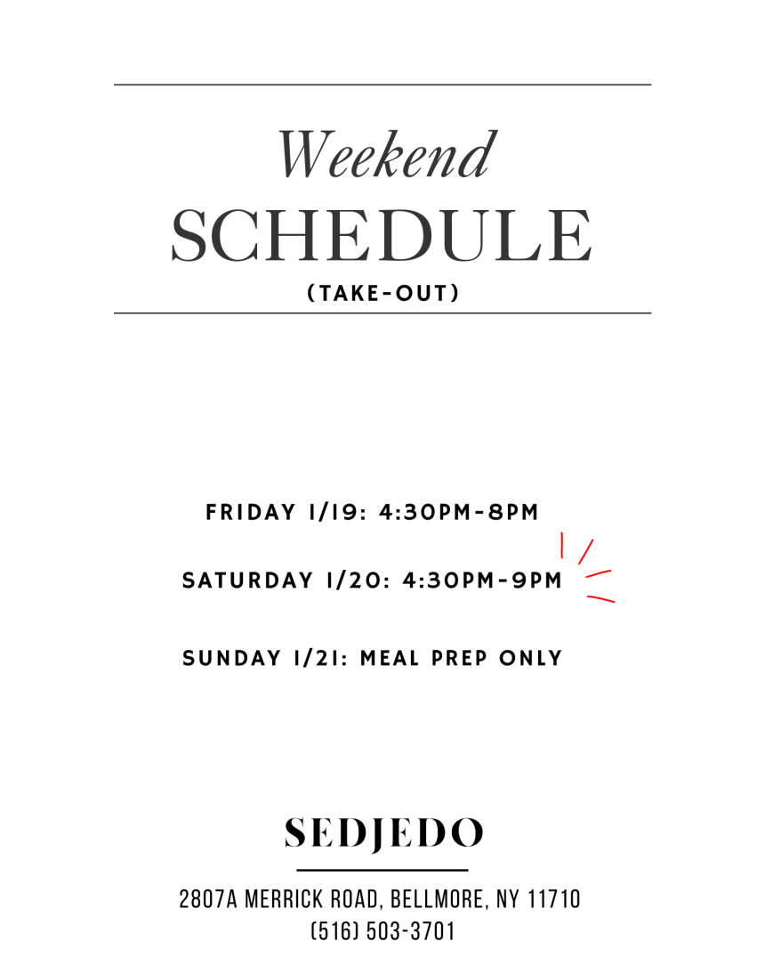 TAKE-OUT - Sedjedo's Kitchen
